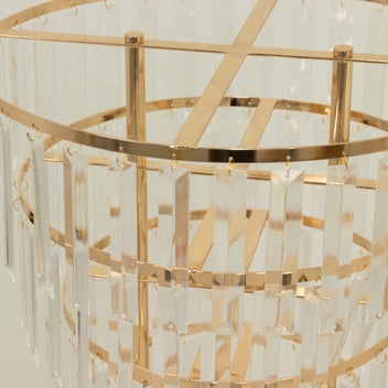 Crystal 4-Tier Chandelier 38" Gold Round | eFavormart