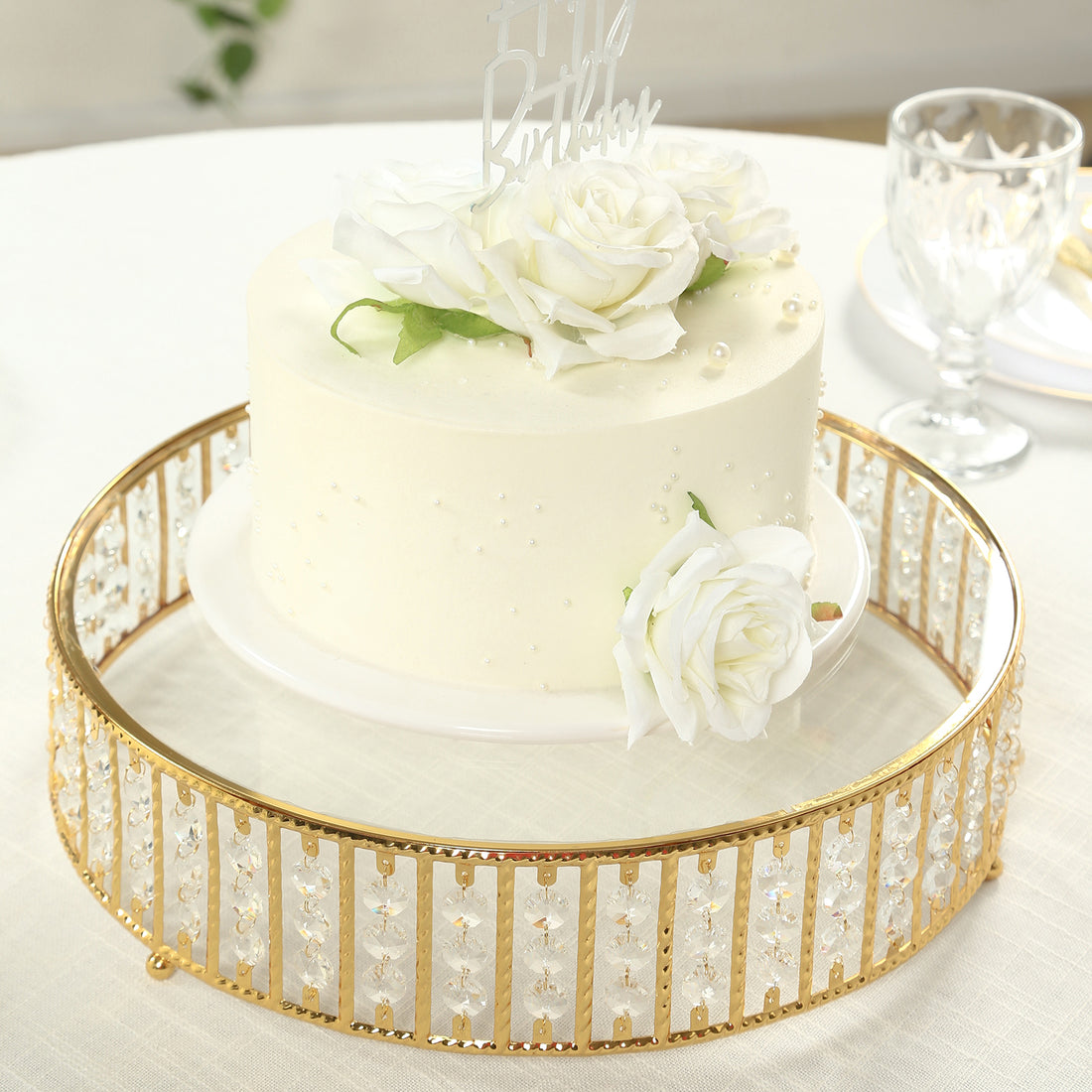 Crystal Cake Stand w/ Beads 14