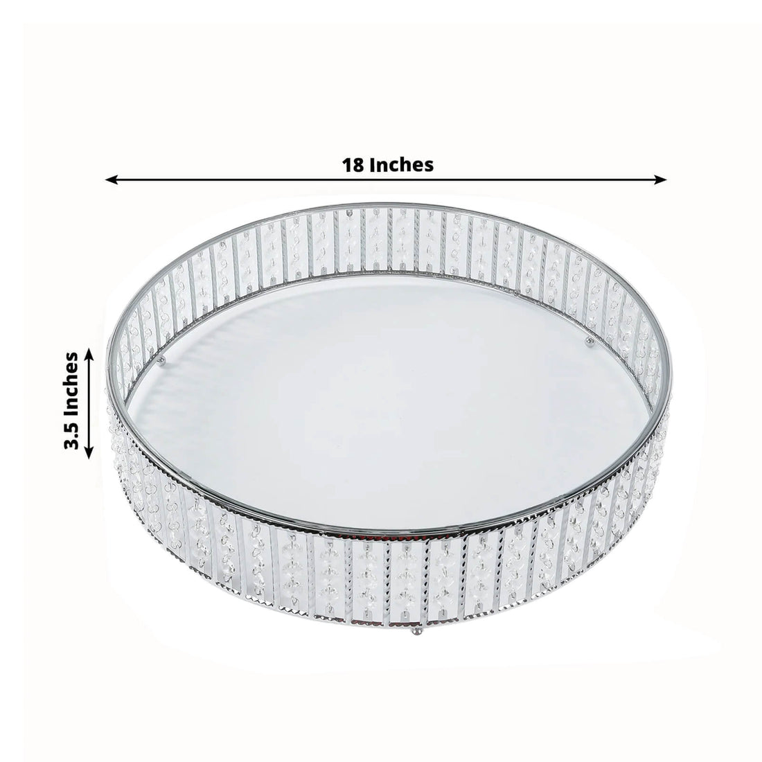 Cake Stand with Glass Top 18" Round Silver | eFavormart