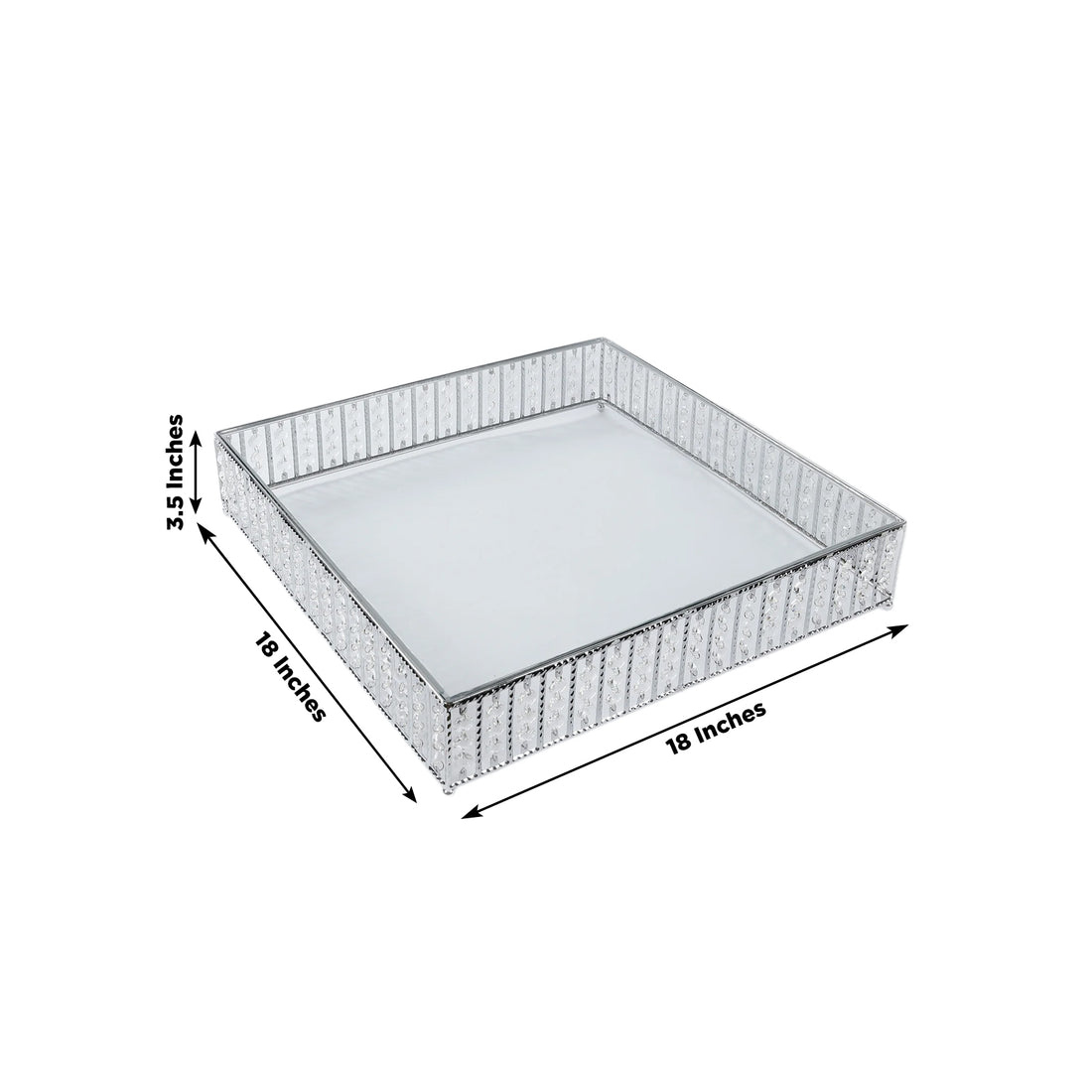 Cake Stand with Glass Top 18" Square Silver | eFavormart