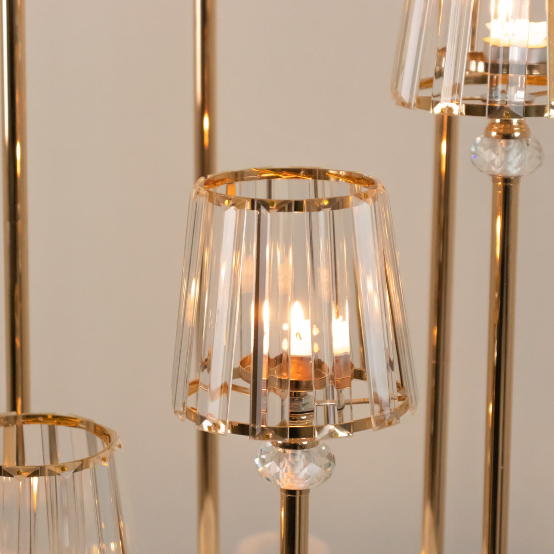 6-Arm Crystal Pendant Candelabra 4ft Gold | eFavormart