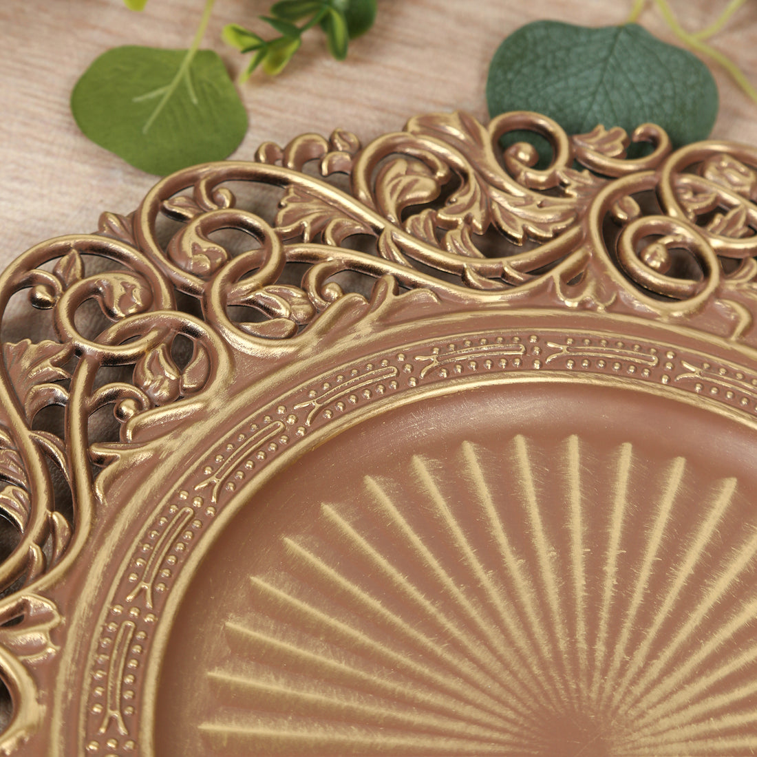 Acrylic Charger Plates 13" Round Brown Gold | eFavormart