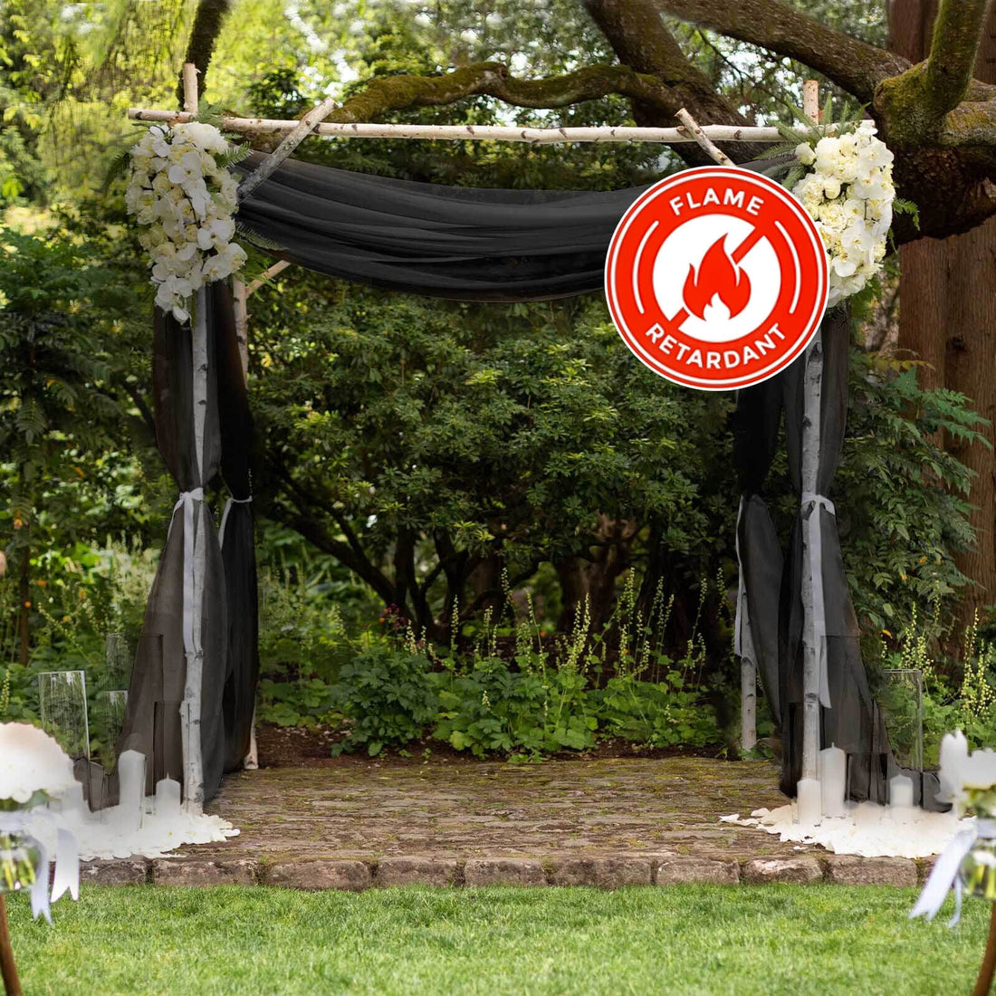 5ftx14ft Premium Black Chiffon Ceiling Drape Curtain | eFavormart