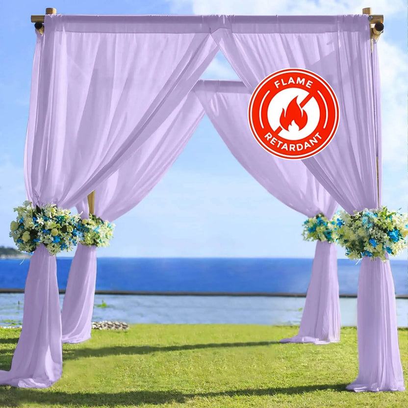 5ftx14ft Premium Lavender Lilac Chiffon Drape Curtain | eFavormart