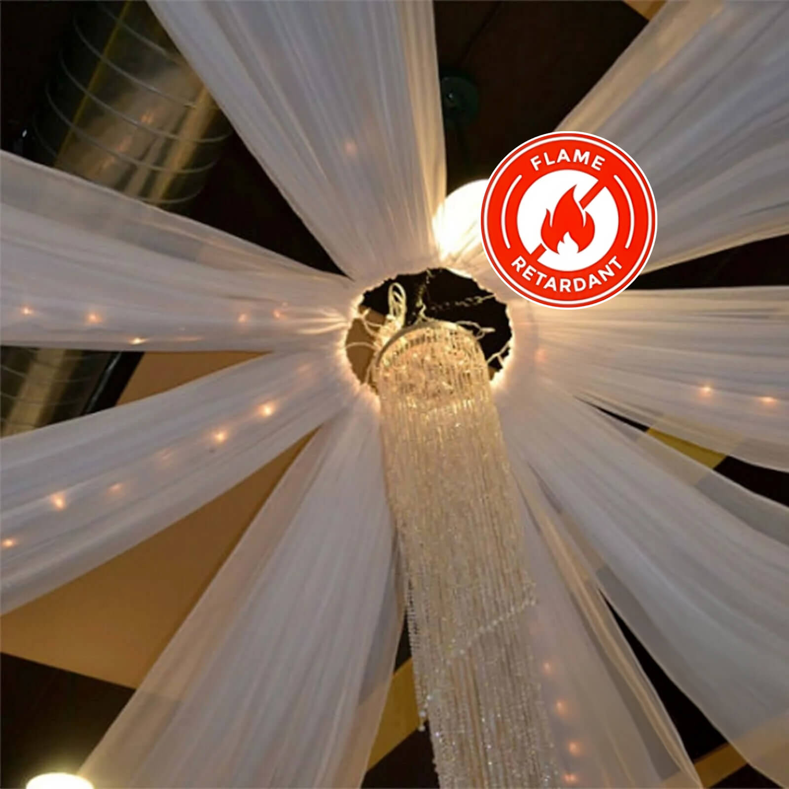10ftx20ft White Fire Retardant Ceiling Curtain Drapes | eFavormart