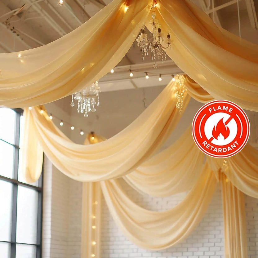 Premium Champagne Chiffon Ceiling Drapery | eFavormart