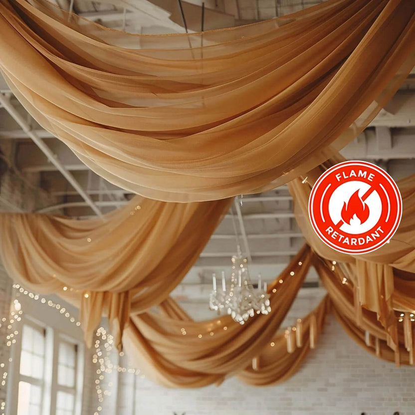 Premium Gold Chiffon Ceiling Drapery | eFavormart