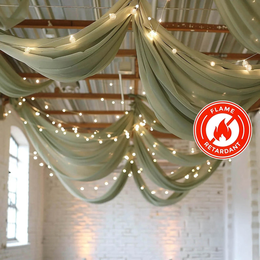 Premium Sage Green Chiffon Ceiling Drapery | eFavormart