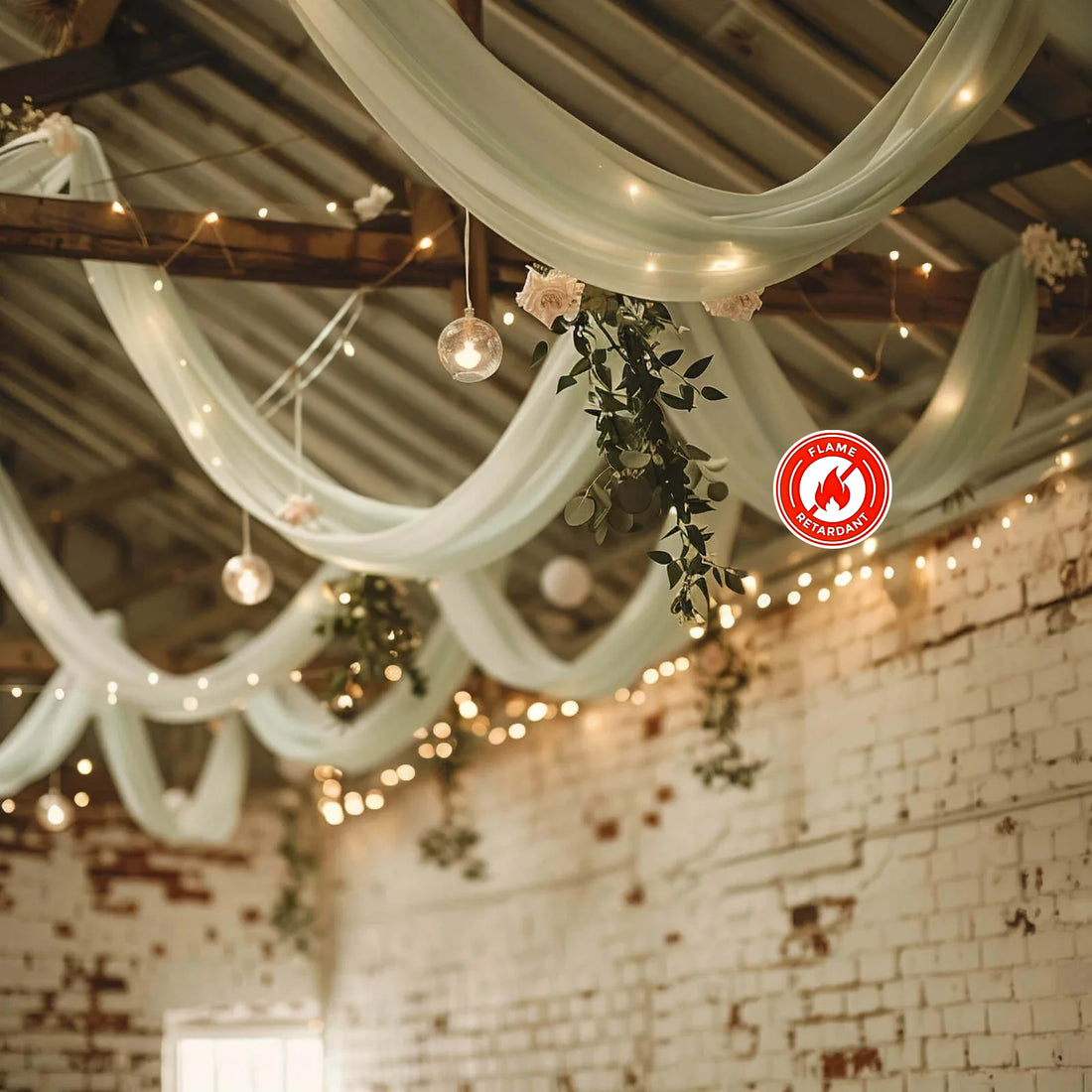 Premium Sage Green Chiffon Ceiling Drapery | eFavormart