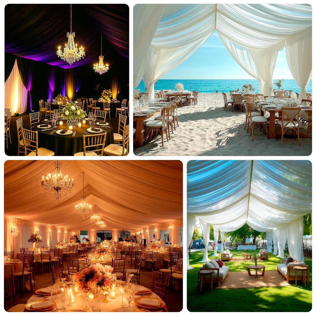 Stretch Spandex Tent Ceiling Drape 25x36ft Ivory | eFavormart