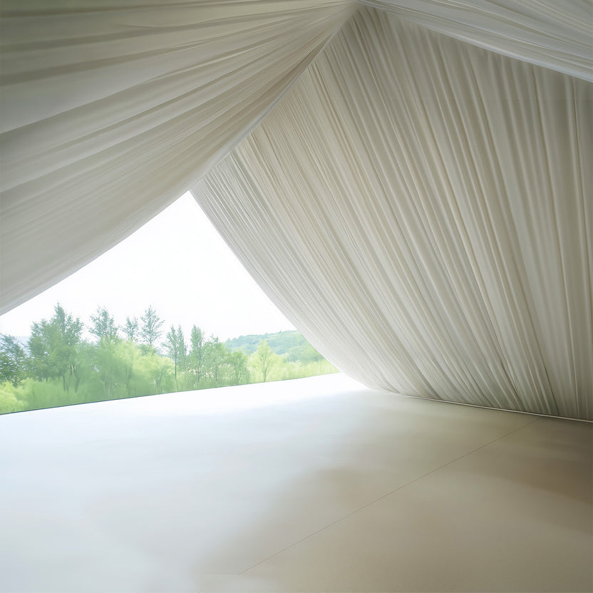 Stretch Spandex Tent Ceiling Drapes 25x36ft Ivory | eFavormart