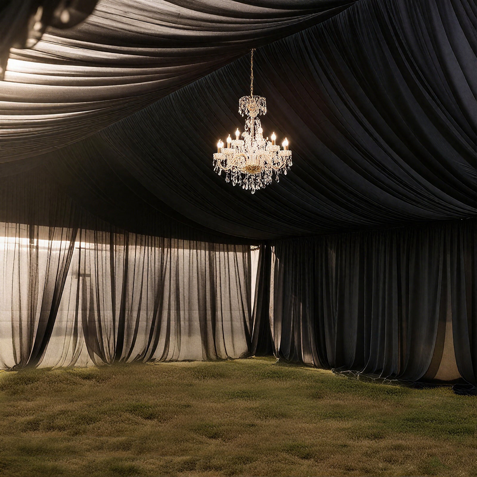 Stretch Spandex Tent Ceiling Drape 25x36ft Black | eFavormart