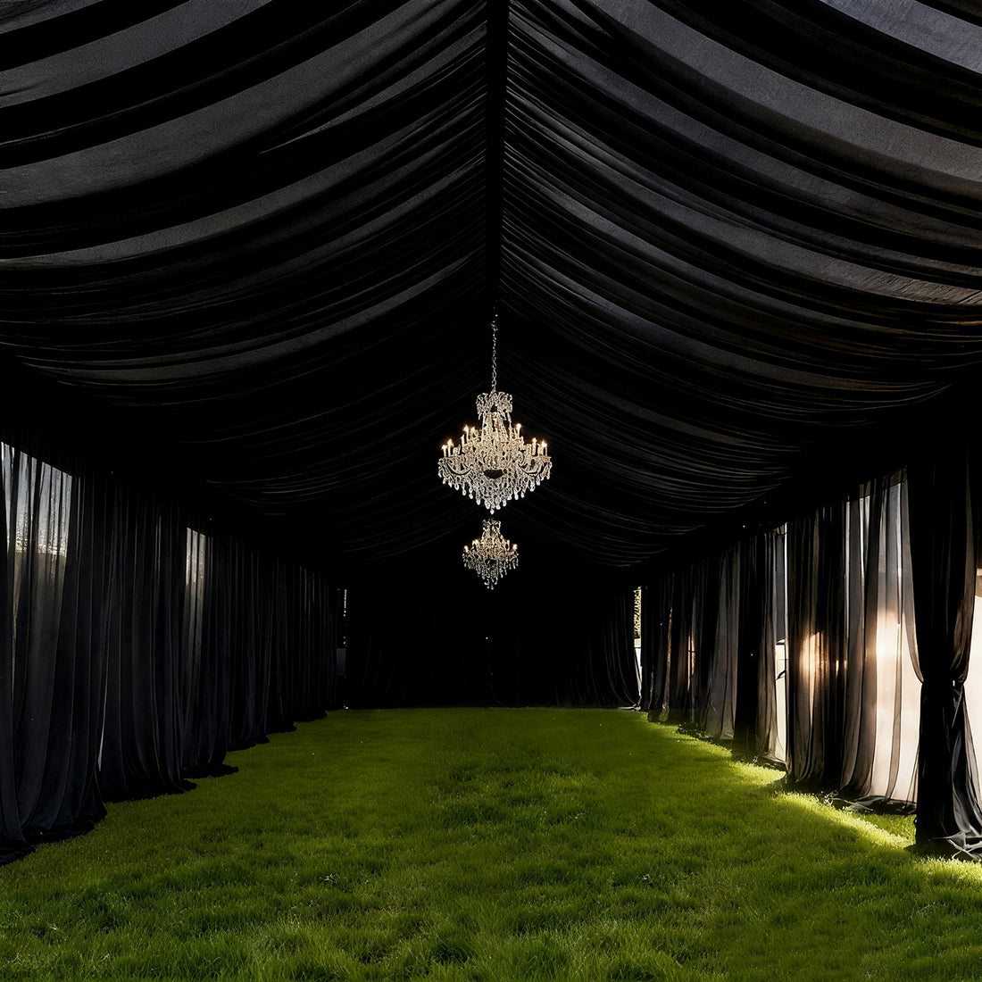 Stretch Spandex Tent Ceiling Drape 25x36ft Black | eFavormart