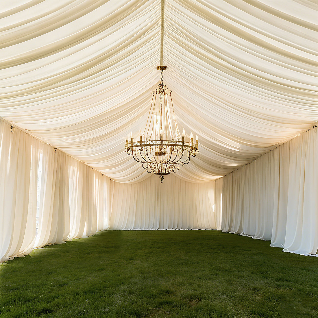 Stretch Spandex Tent Ceiling Drape 25x36ft Ivory | eFavormart