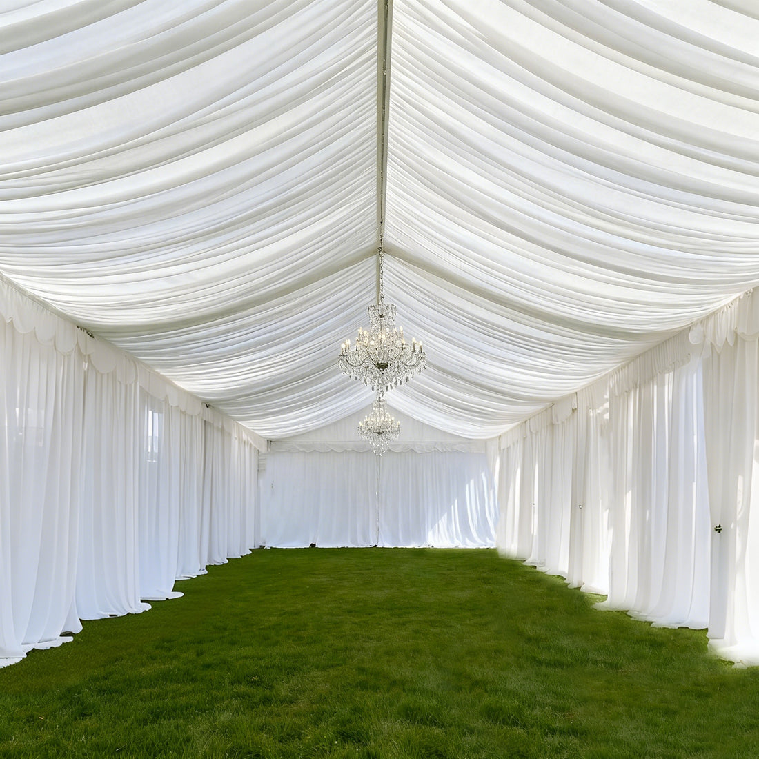 Stretch Spandex Tent Ceiling Drape 25x36ft White | eFavormart