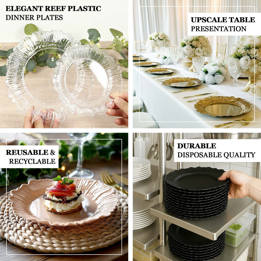 20-Pack Gold Reef Plastic Dinner Plates – 10" | eFavormart