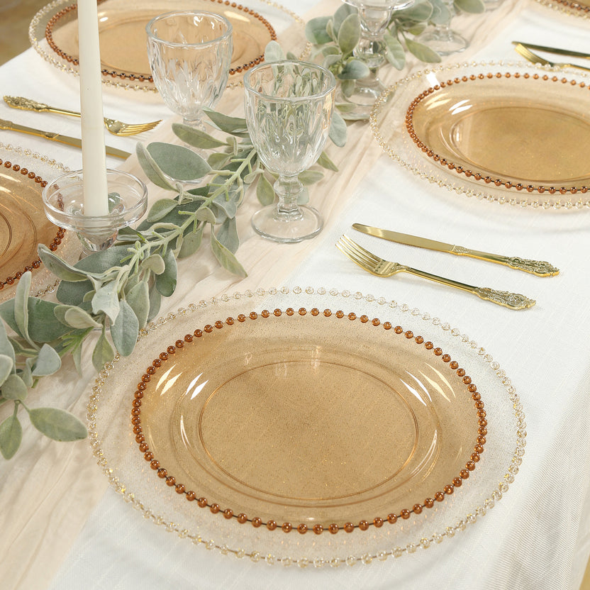 10" Amber Gold Plates with Gold Rim, 10-Pack | eFavormart