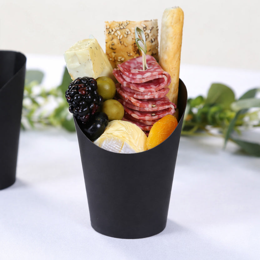 Slanted Mouth Paper Cups Black 14oz | eFavormart