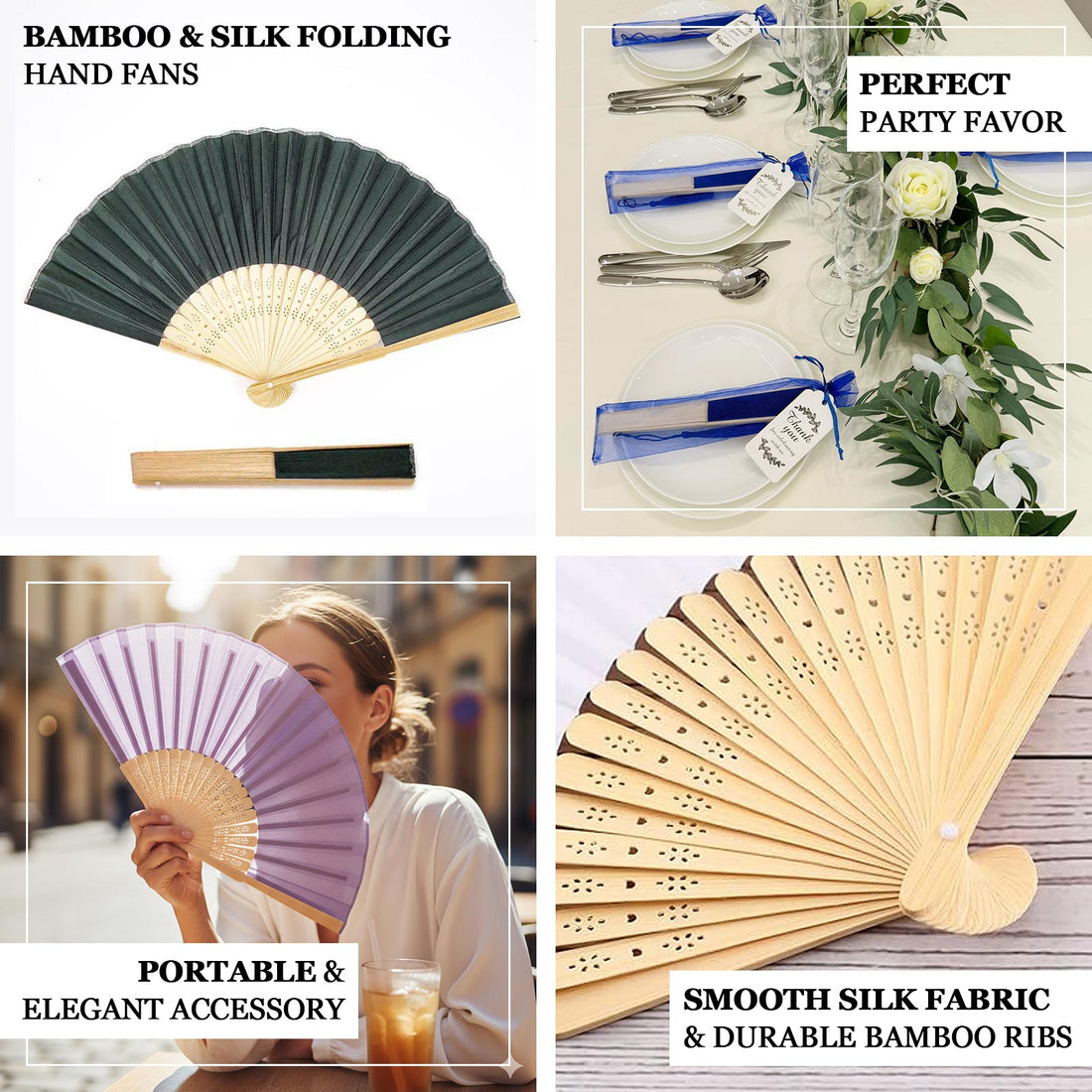 5-Pack Red Asian Silk Folding Fans | eFavormart