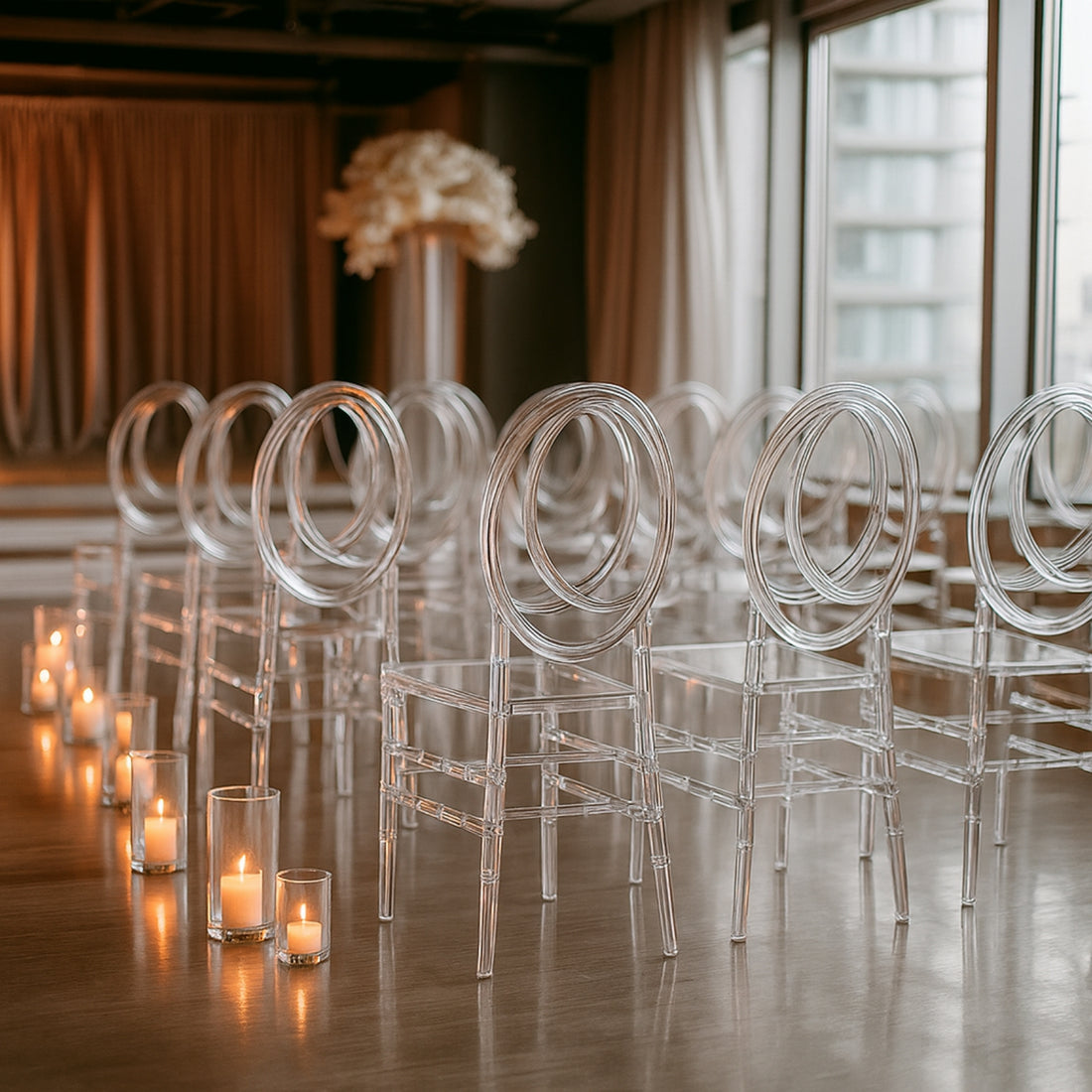 Acrylic Phoenix Chiavari Chairs 8pk Transparent | eFavormart