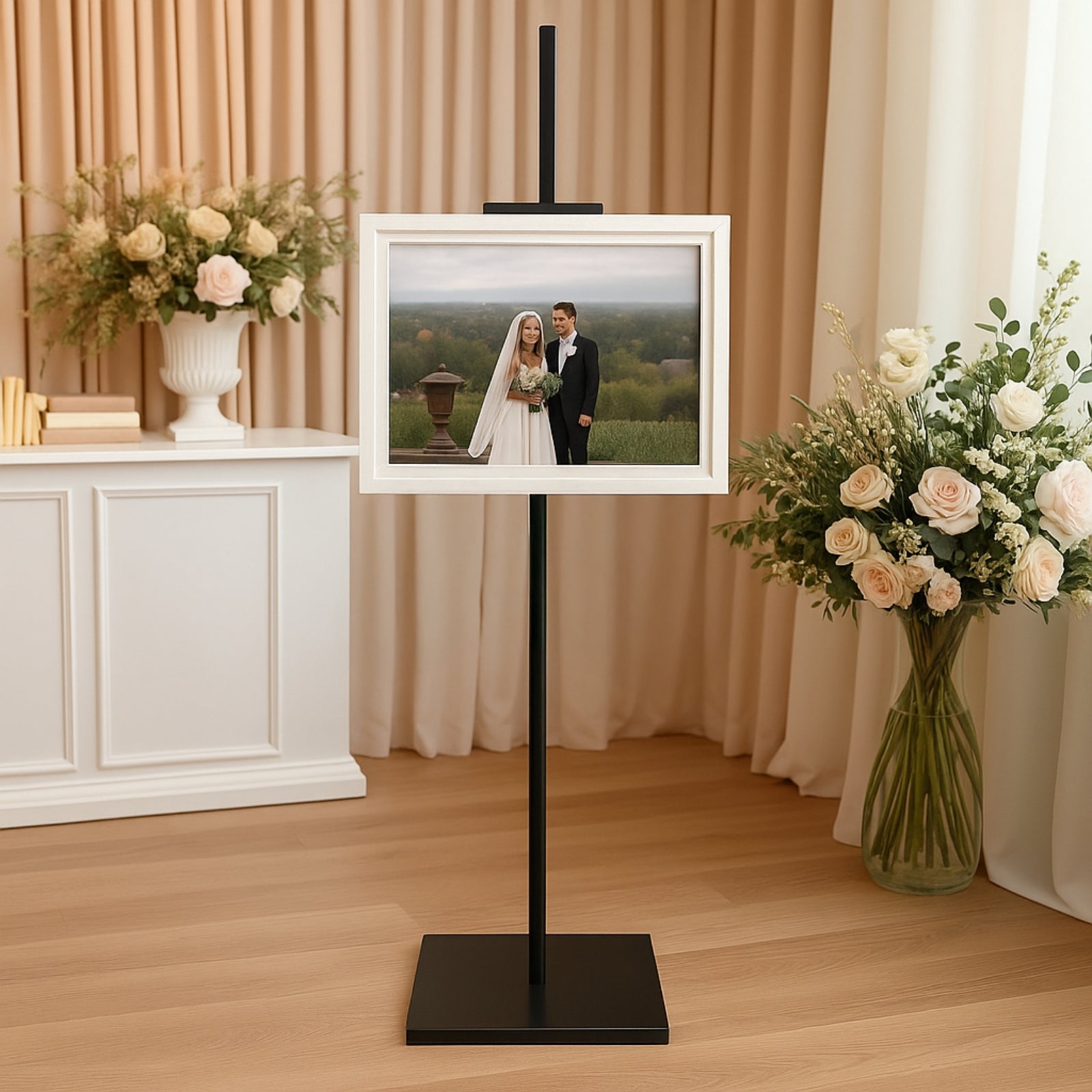 Heavy-Duty Metal Floor Easel Stand 5.5ft Black | eFavormart