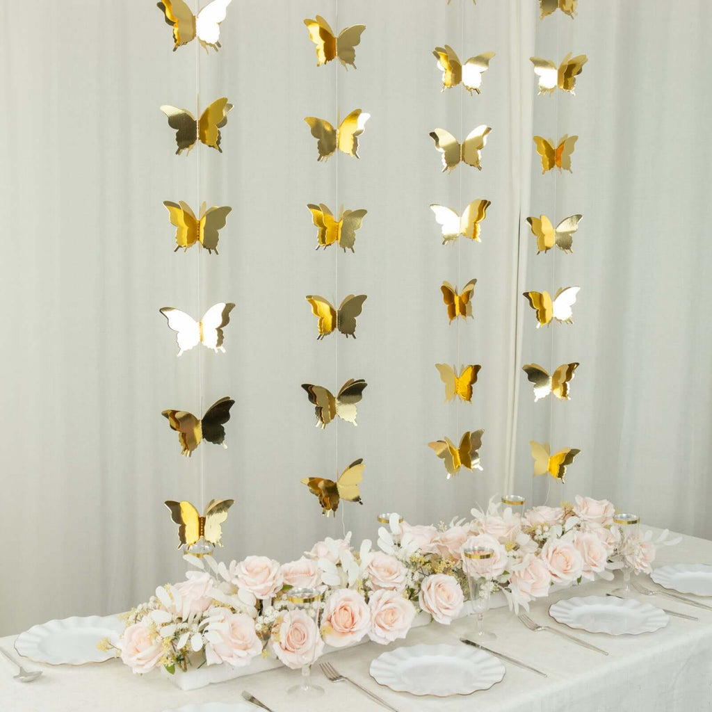 Gold 3D Paper Butterfly String Banners
