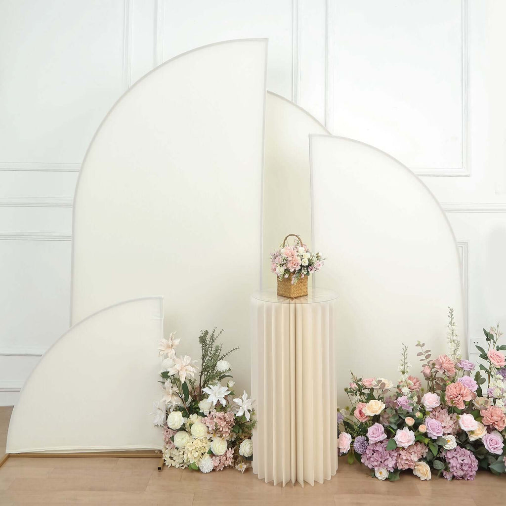 Matte Ivory Half Moon Wedding Arch Covers Set | eFavormart.com