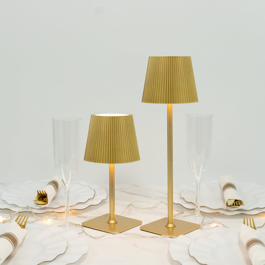LED Table Lamp Cordless USB Touch 9/14” Gold | eFavormart