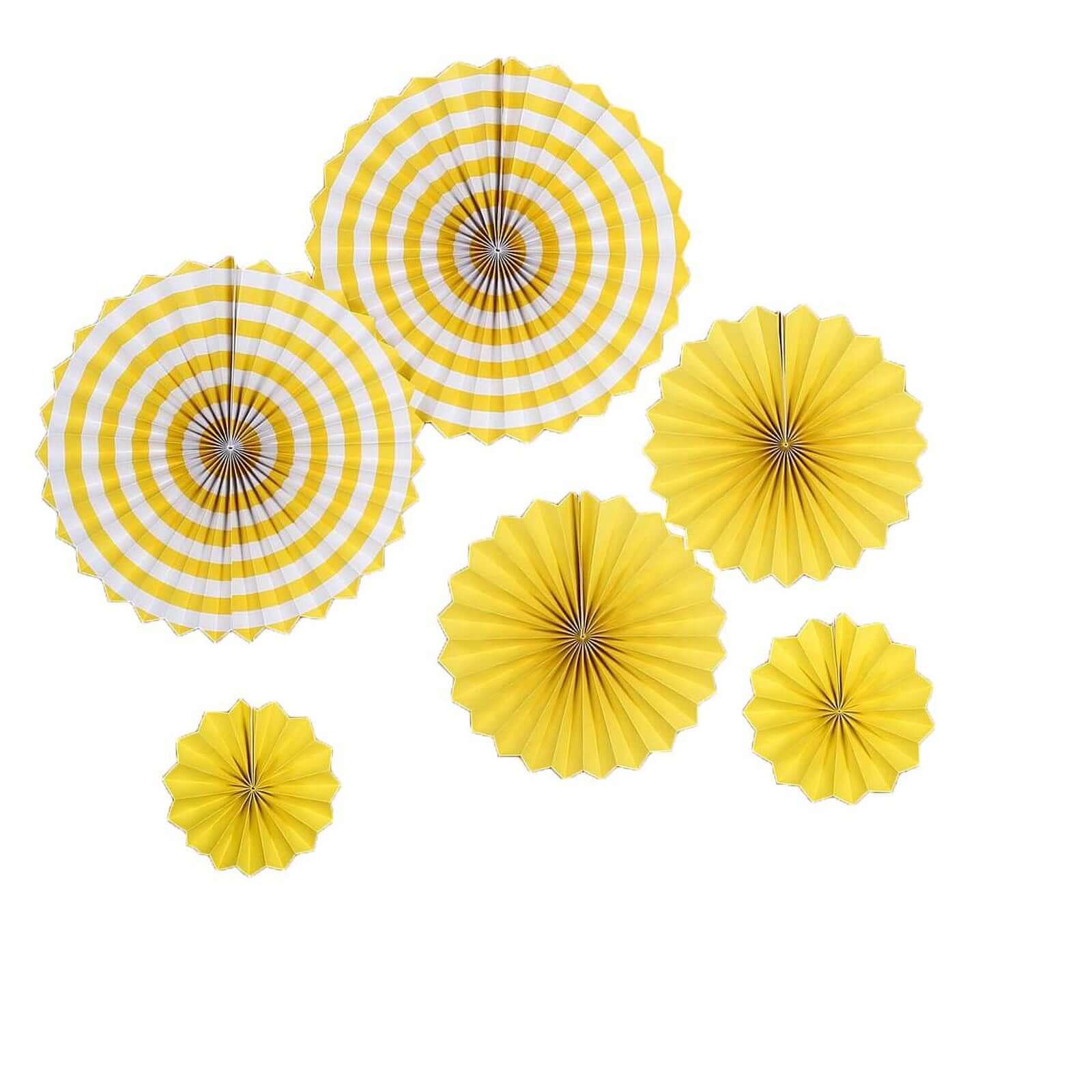 Set of 6 Yellow Paper Fan Decorations | eFavormart.com
