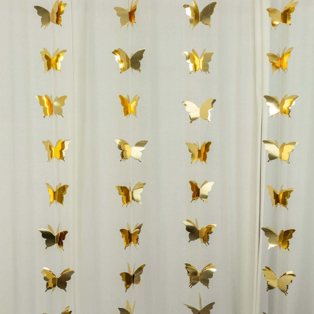 Gold 3D Paper Butterfly String Banners
