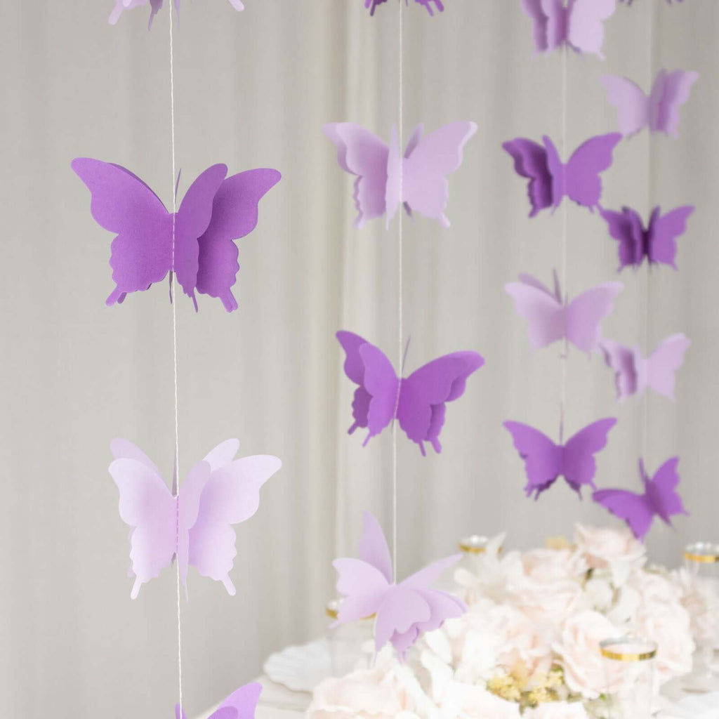 Purple 3D Paper Butterfly String Banners