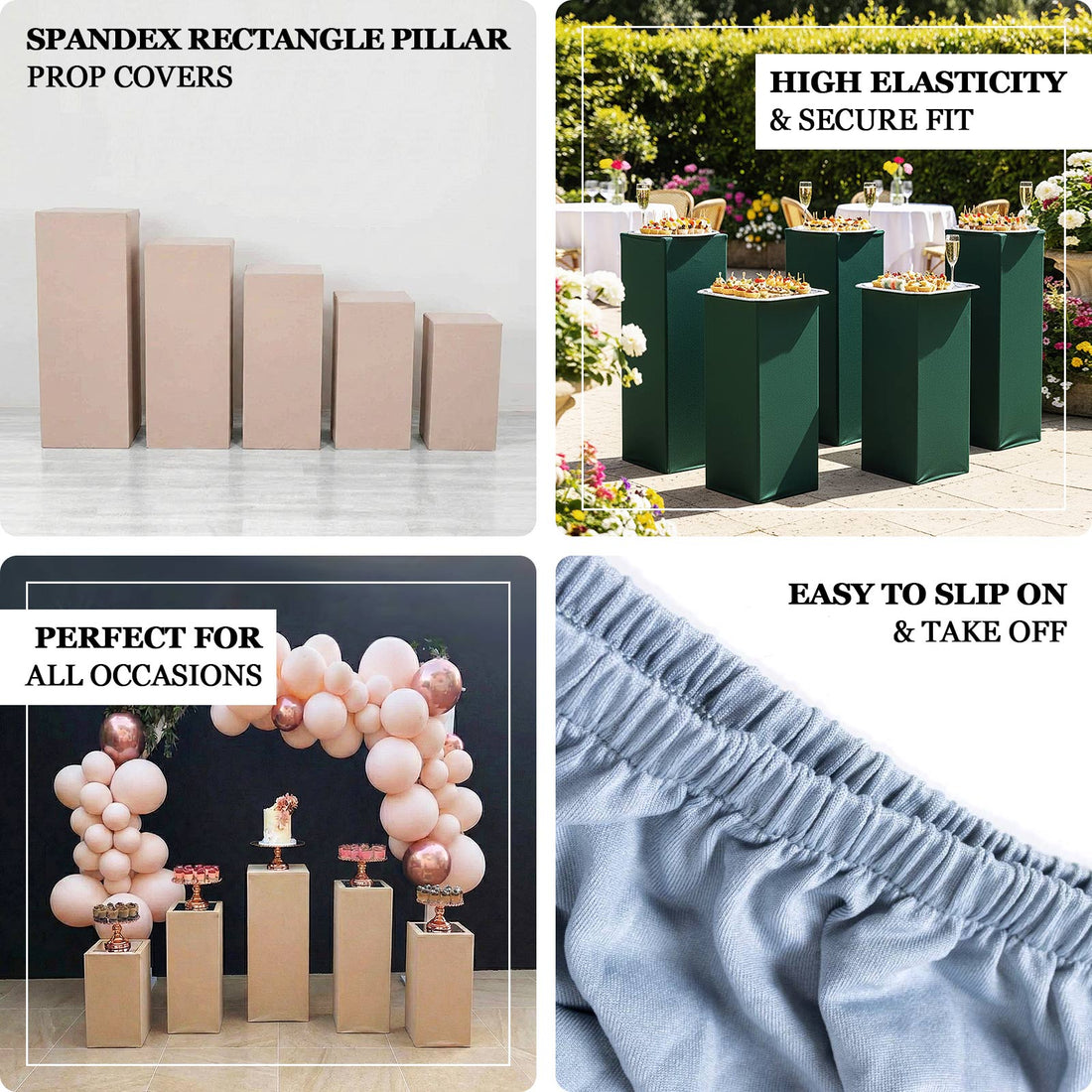 5 Beige Spandex Pillar Prop Covers | eFavormart