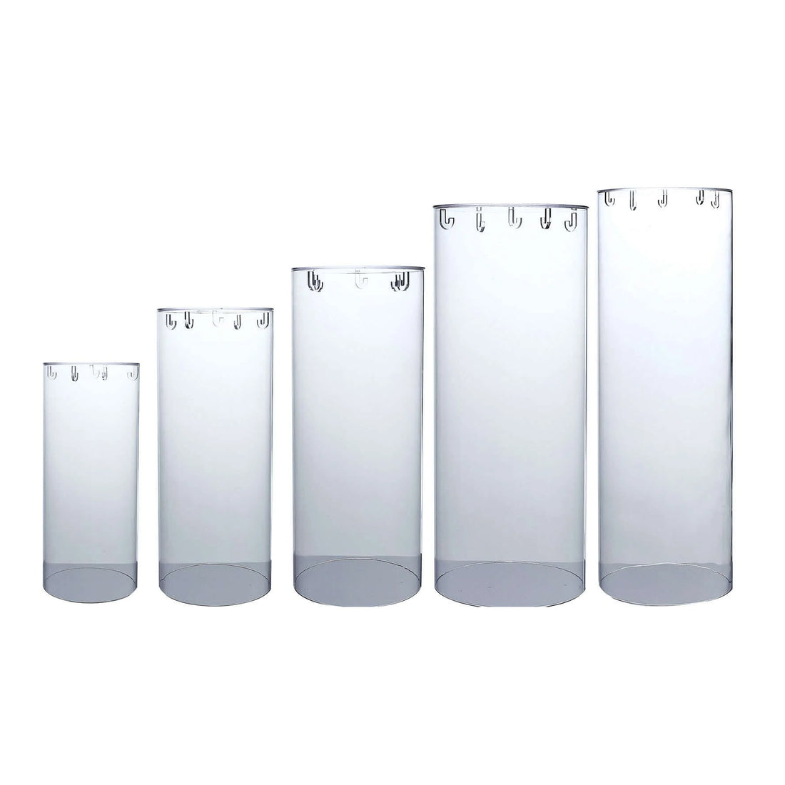 Set of 5 Clear Acrylic Cylinder Plinths | eFavormart