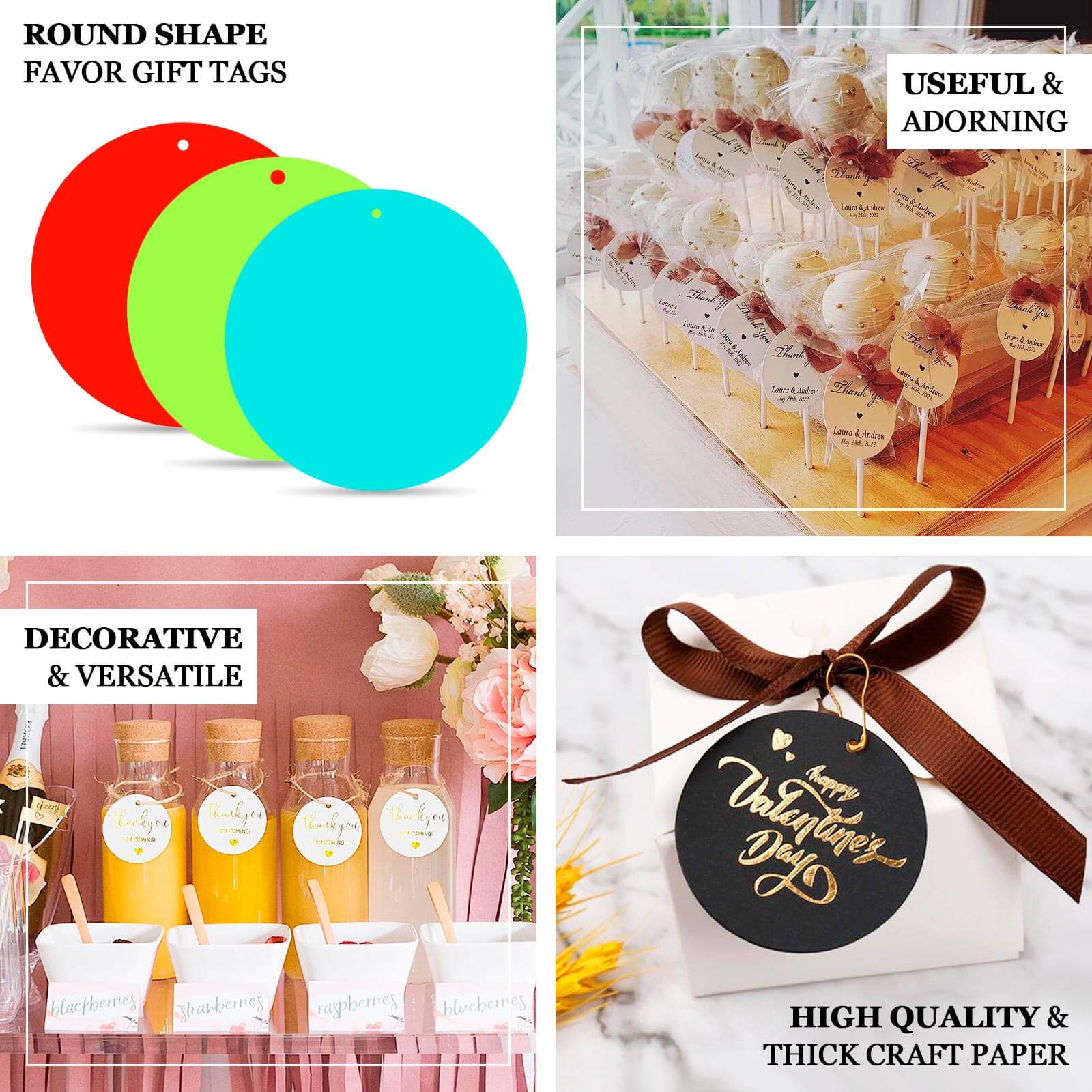 Set of 50 Printable Round Favor Gift Tags | eFavormart.com