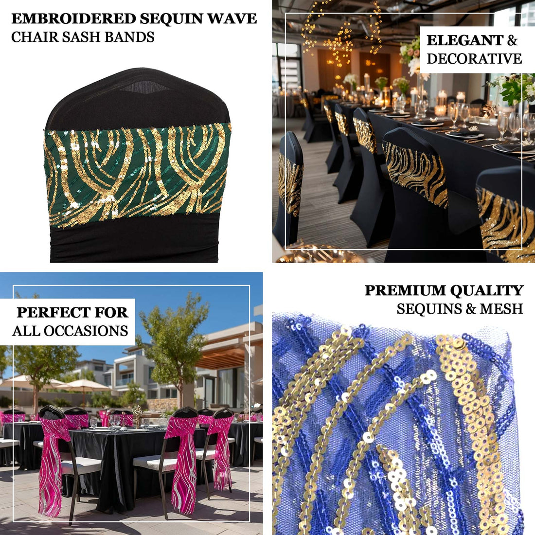 Sequins Sash Emerald Green/Gold | eFavormart