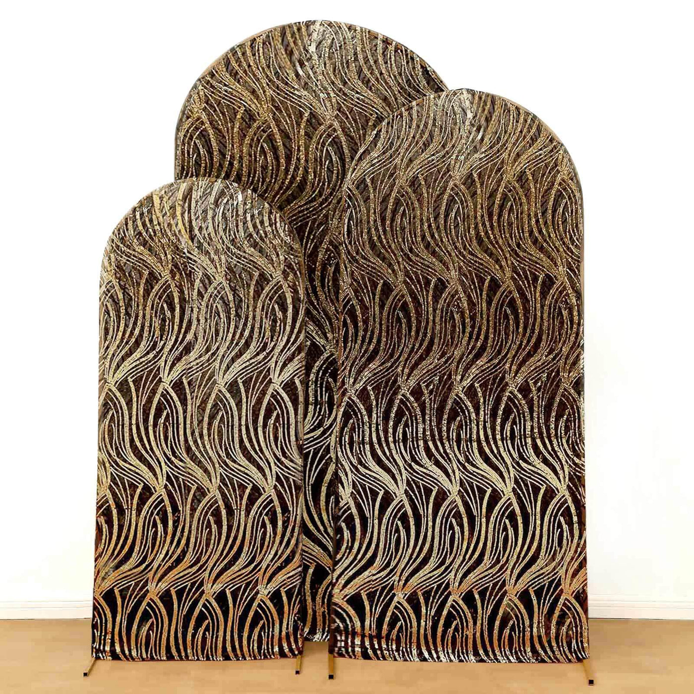 Black Wave Mesh Chiara Backdrop Stands Set | eFavormart.com
