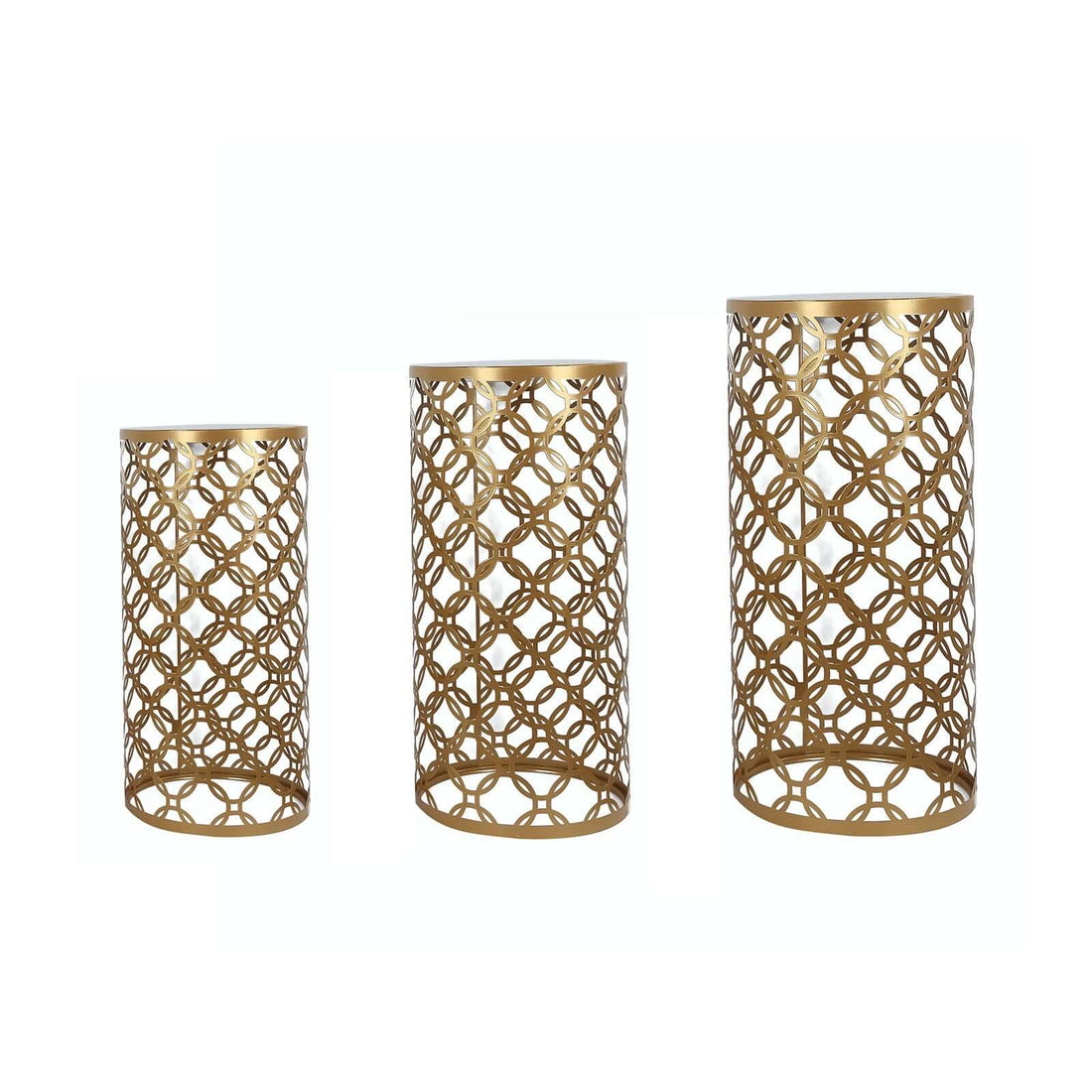 Gold Metal Cylinder Plinth Stands | eFavormart