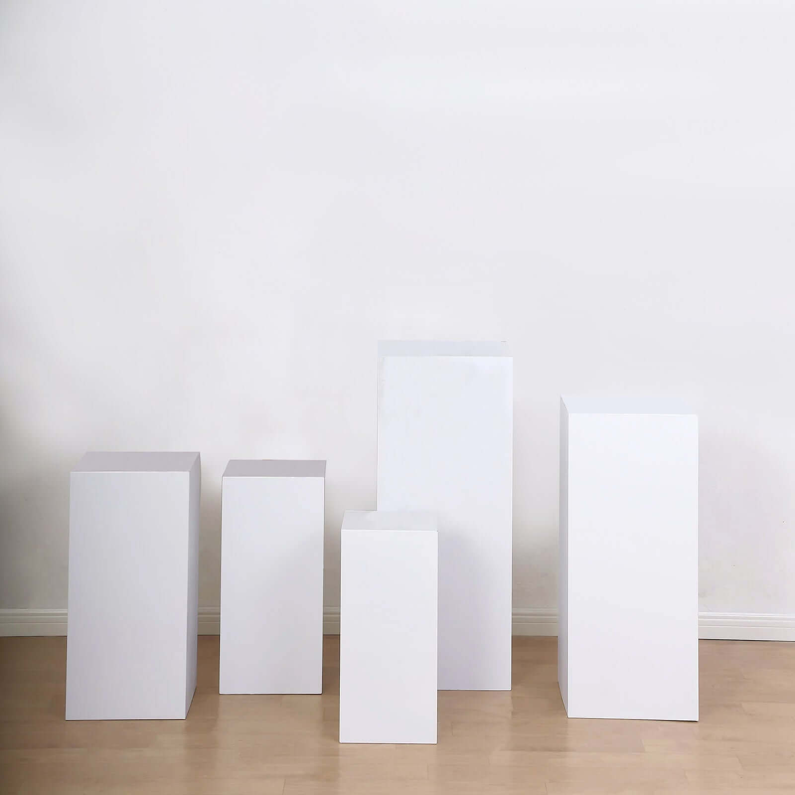White Metal Rectangular Prop Pedestal Stands Set | eFavormart.com