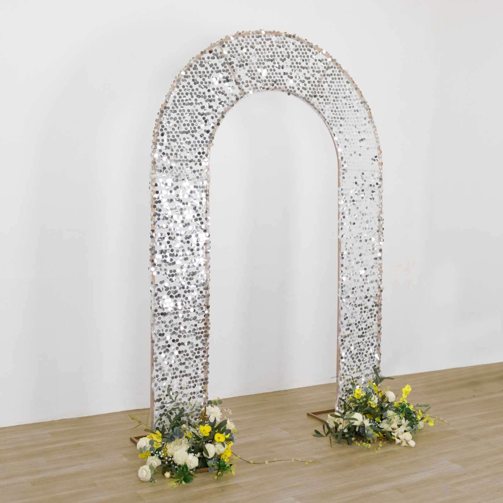 Silver Sequin Arch Backdrop 8ft | eFavormart.com