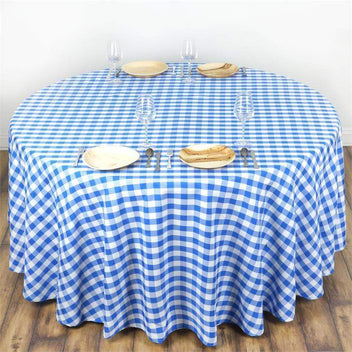 Checkered Tablecloth 120" White/Blue | eFavormart