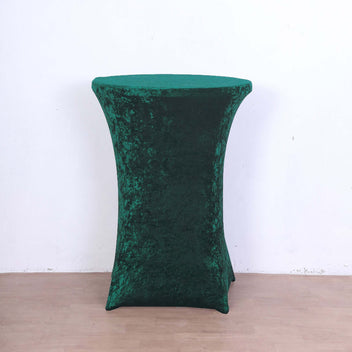 Crushed Velvet Highboy Tablecloth 32" Emerald Green | eFavormart