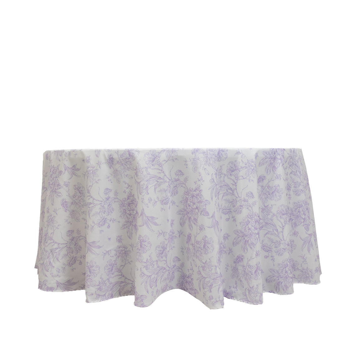 120" Lavender Lilac Toile Polyester Tablecloth | eFavormart
