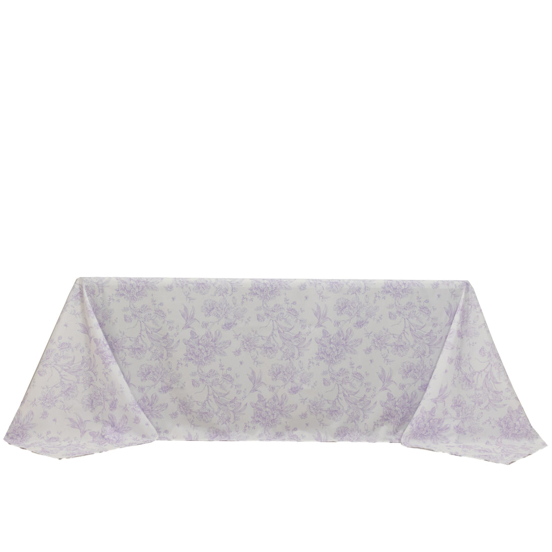 90"x132" Lavender Toile Polyester Tablecloth | eFavormart