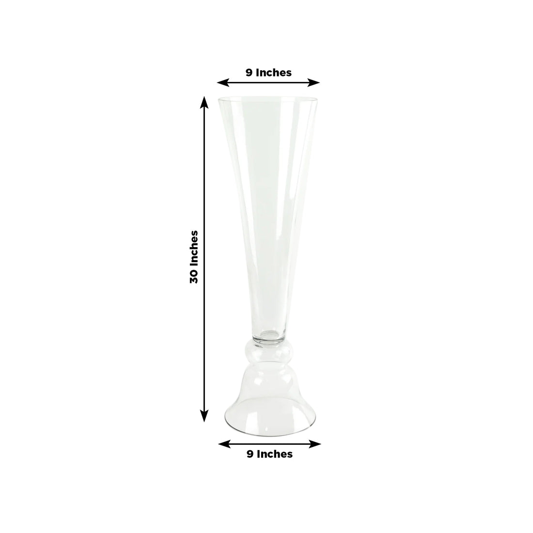 Set of 2 Clear Glass Trumpet Vases 30" | eFavormart