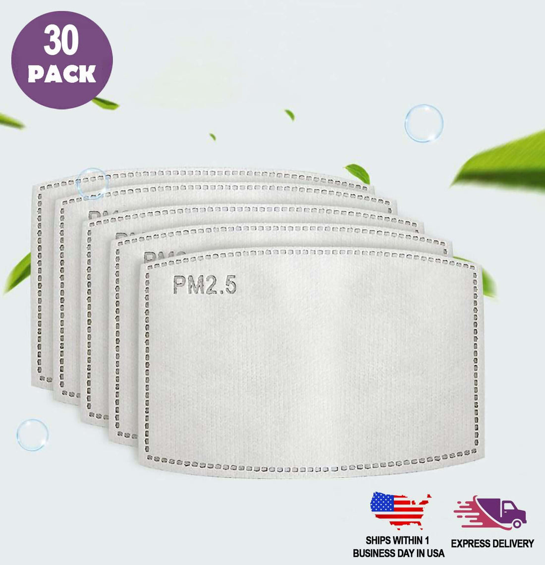 30-Pack PM 2.5 Activated Carbon Mask Filters | eFavormart