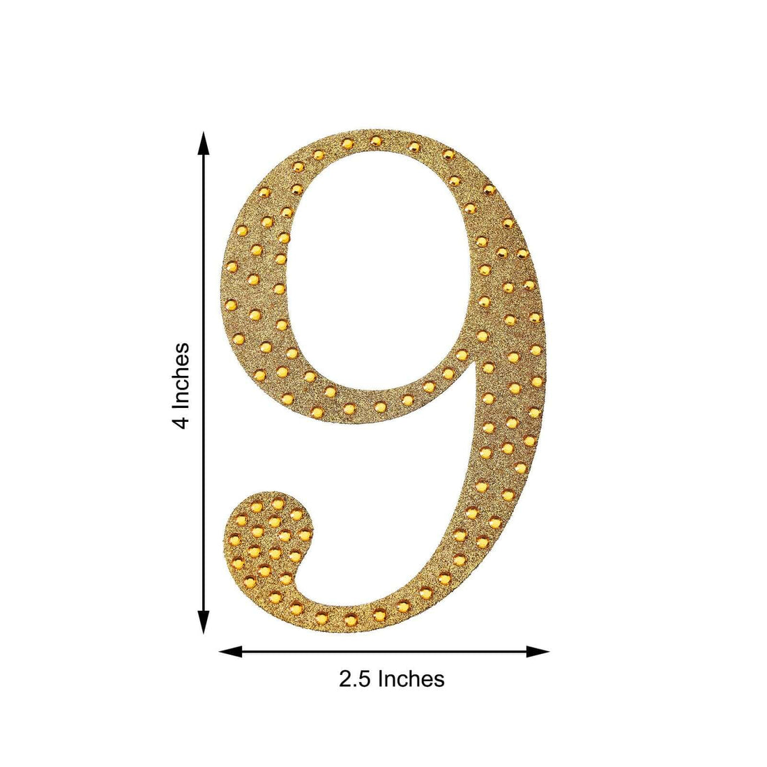 4" Rhinestone Sticker Numbers "9" Gold | eFavormart
