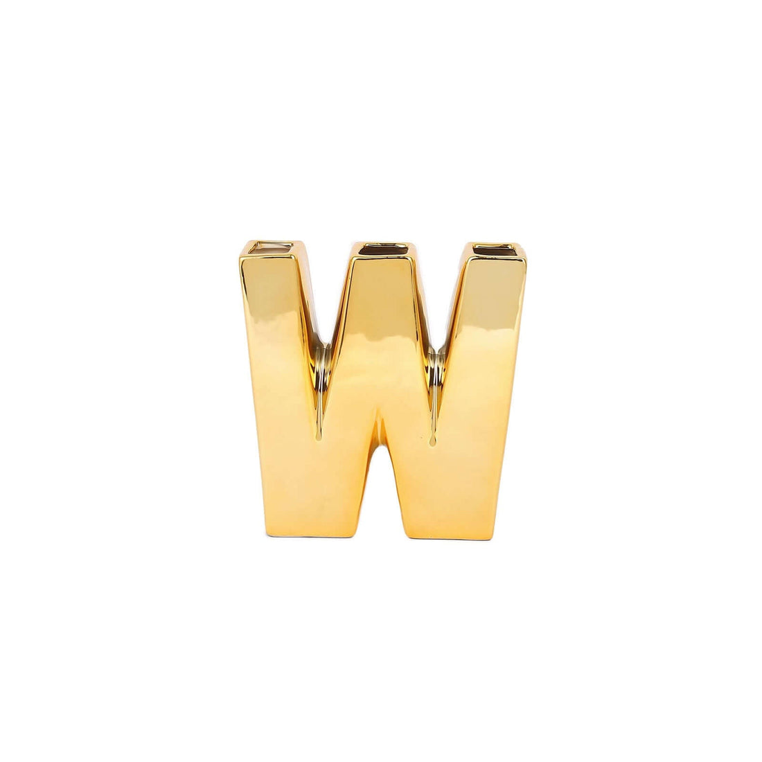 6" Ceramic Vase Letter "W" Gold | eFavormart