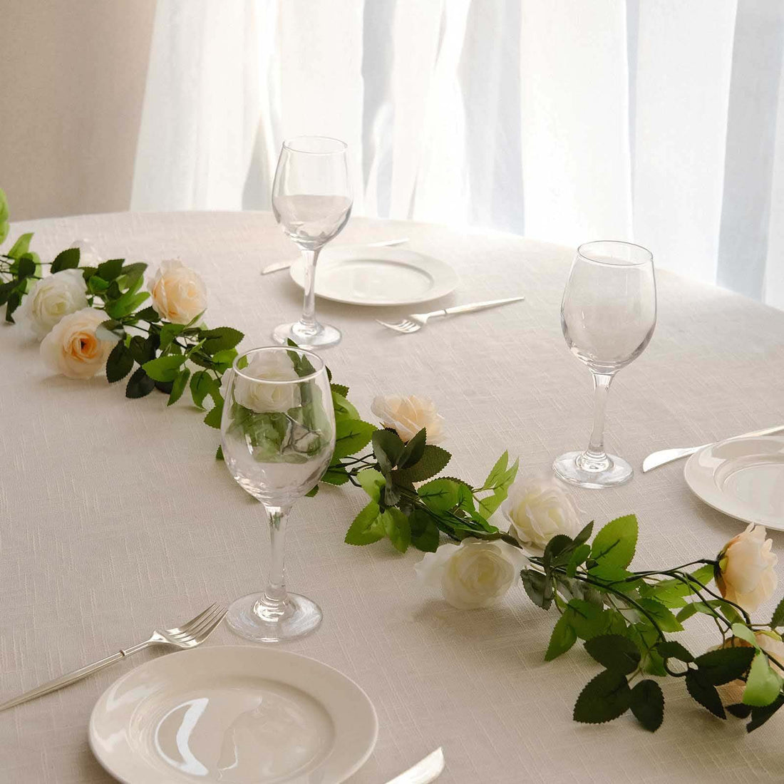2-Pack Cream Silk Mini Rose Vines 7ft | eFavormart