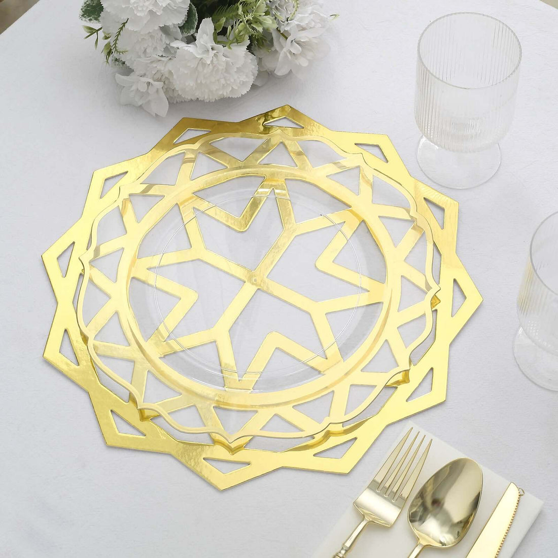 Cardboard Star Placemats 13" Metallic Gold | eFavormart
