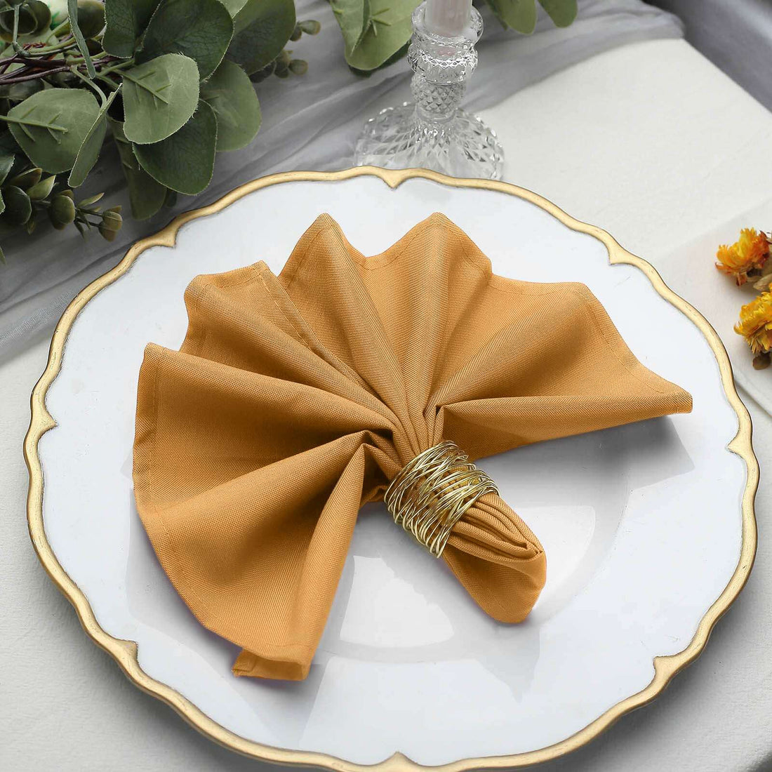 Polyester Dinner Napkins 17"x17" Gold | eFavormart